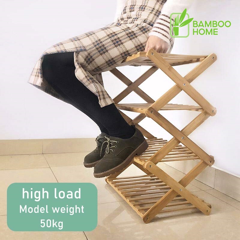 Bamboo Shoe Rack Foldable Portable Multifunctional Organizer Folding ...