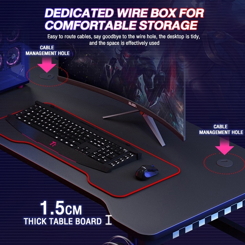 【Ready Stock】120cm Gaming Table meja gaming murah meja PC Laptop Table ...