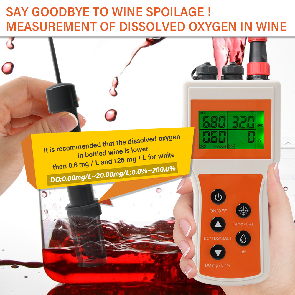 Yieryi Dissolved Oxygen Meter Digital pH Meter 6 in 1 DO/pH/TDS/EC/SALT ...