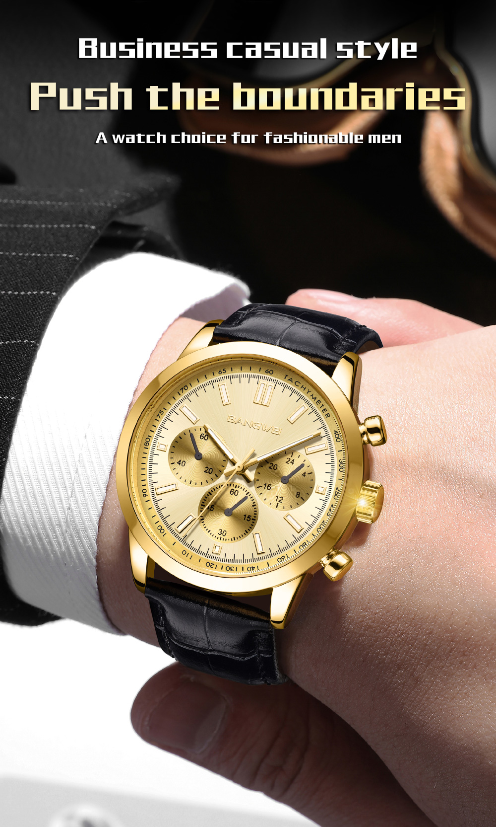 LIGE x Bangwei Fashion Quartz Business Waterproof Leather Luminous Men Watch | Shopee Malaysia