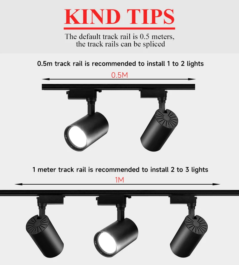 【Multiple Light Colors】Led Track Light Spotlight 3 Color 12/20/30/40W ...