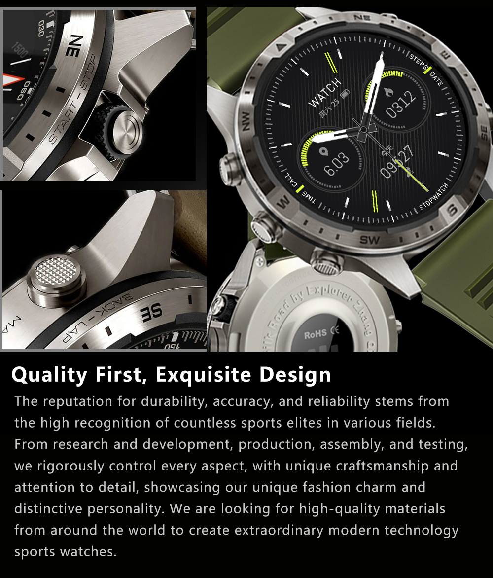 Gloryfit GT5 Pro Smart Watch aolon Compass Bluetooth Call Watch Health ...