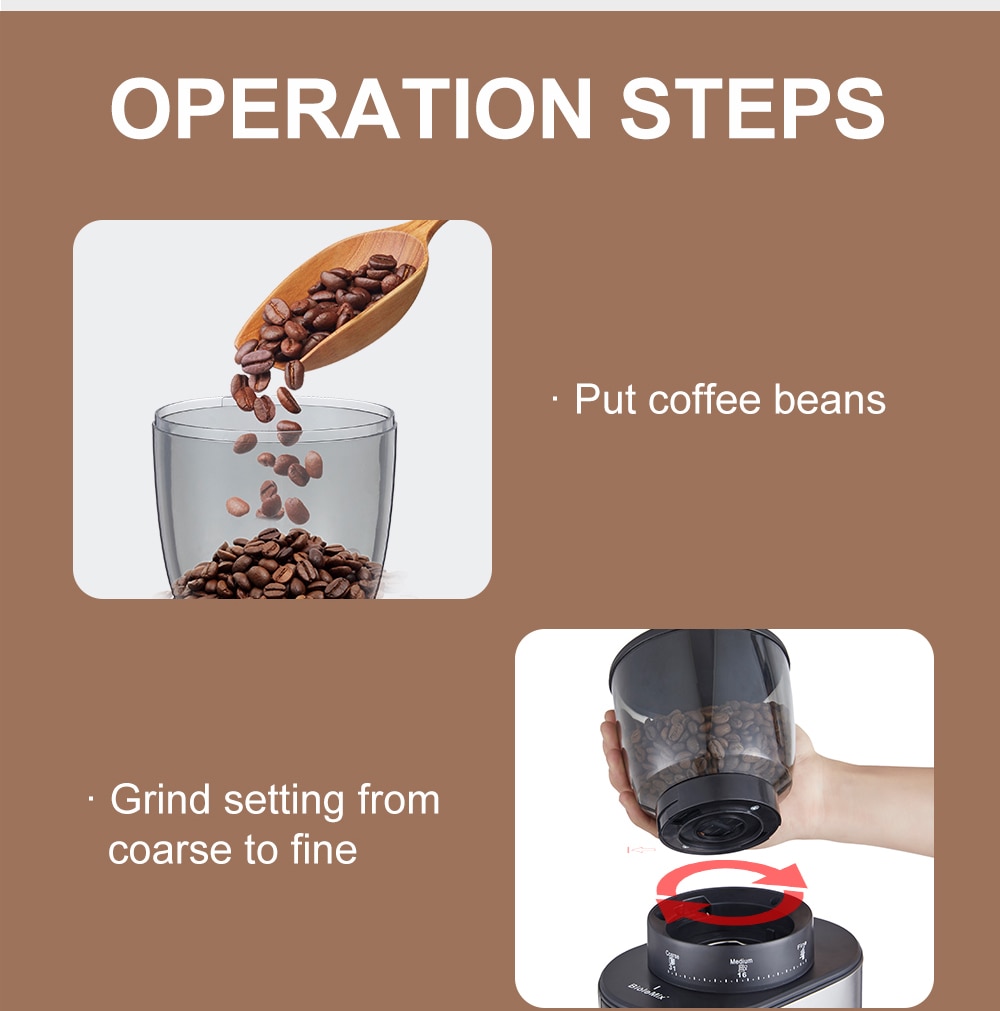 BioloMix Automatic Conical Burr Mill Coffee Grinder, with 31 Grind ...