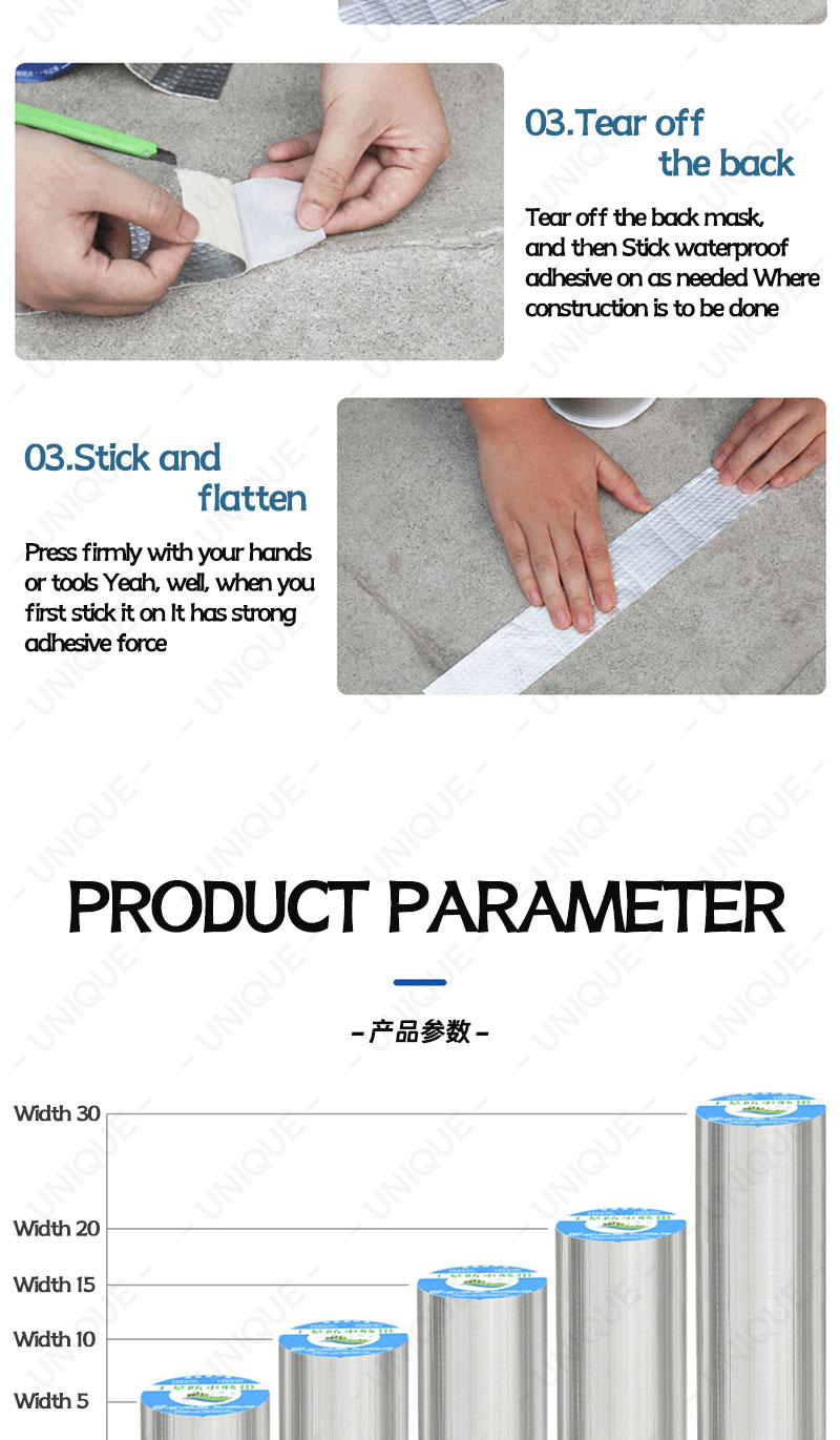 UNIQUE Aluminum Foil Tape Butyl Waterproof Tape Wall Crack Waterproof ...