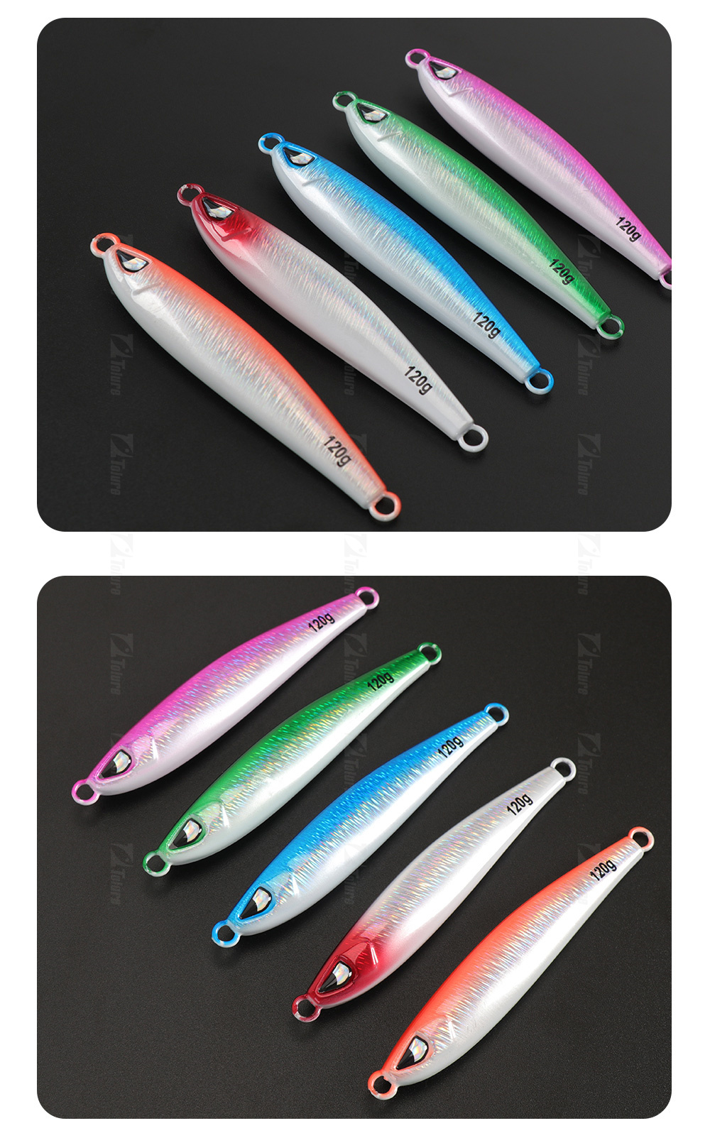 Tolure New Jig Lures 1PC 60g 80g 100g 120g 3D Fishing Eyes Laser Paper Coating Luminous Jigging ...