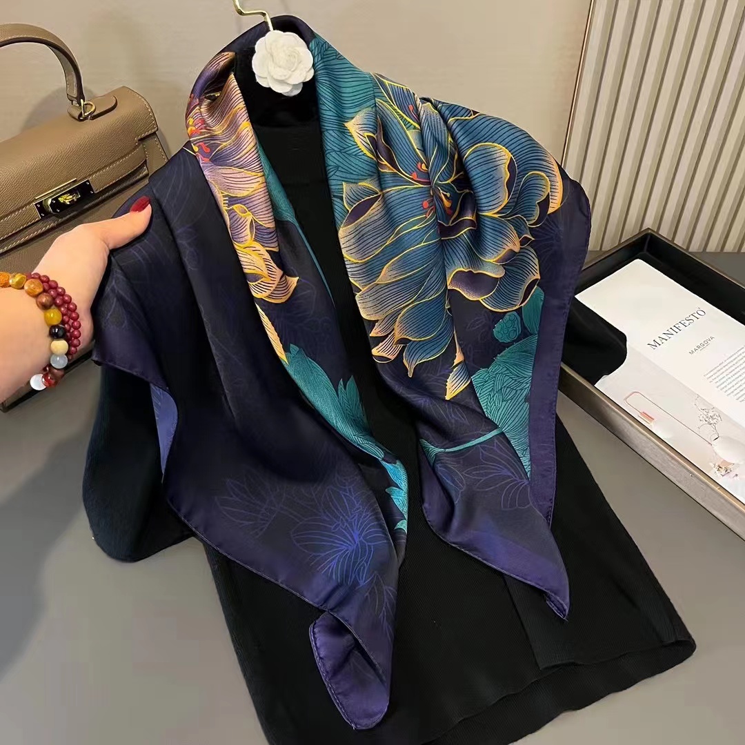 LISA Fashion Scarf 90x90cm Square Scarves Silk Feel Scarf Women's ...