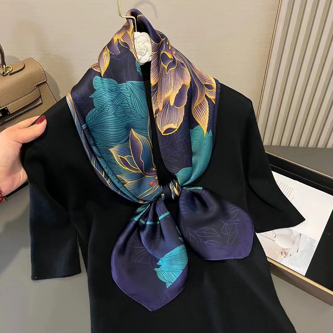 LISA Fashion Scarf 90x90cm Square Scarves Silk Feel Scarf Women's ...