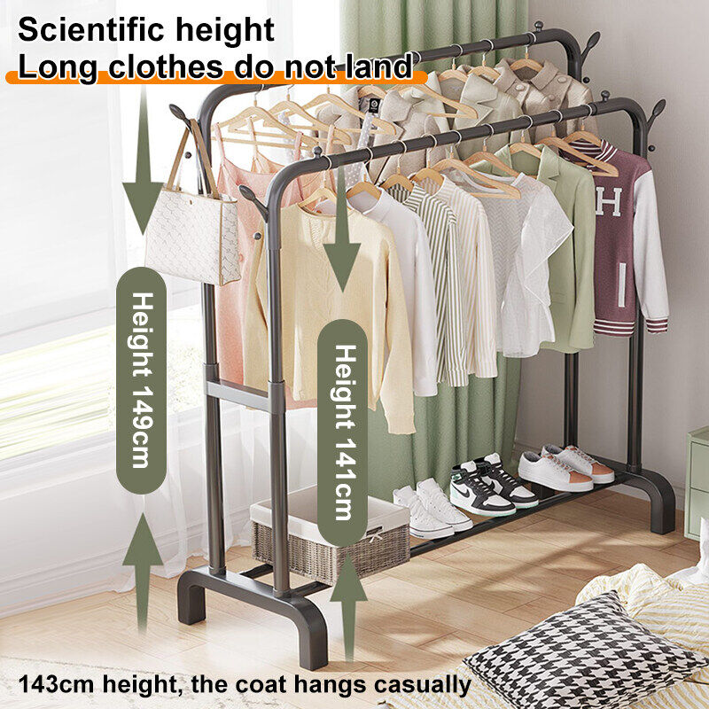 130cm Single / Double Pole Clothes Rack Strong Powder Coated Drying ...