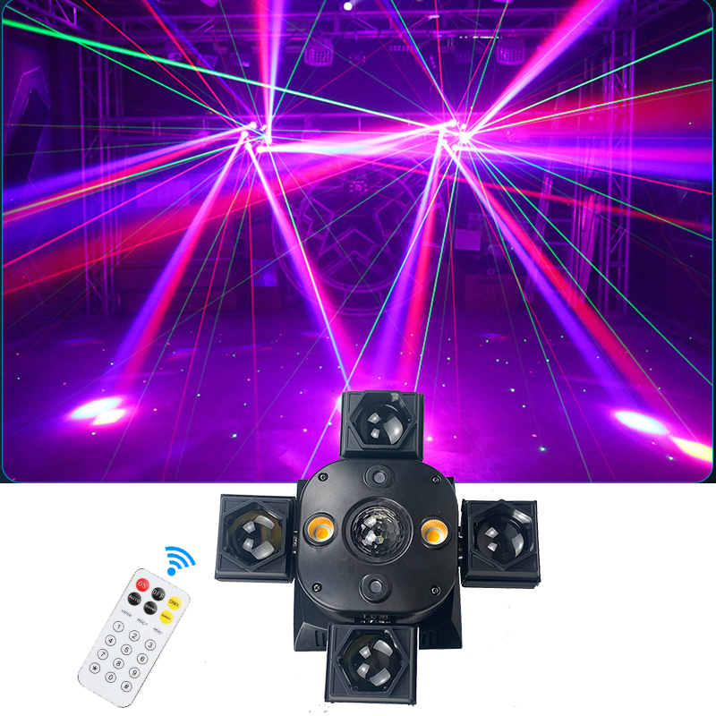 Mini 4 Arm RGBW led moving light red green laser led flash magic ball ...