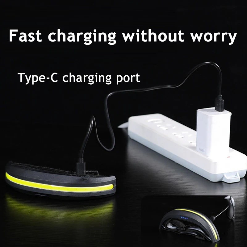 XIWANGFIRE Powerful Portable COB Headlamp USB Rechargeable Red and White Light Work Light ...