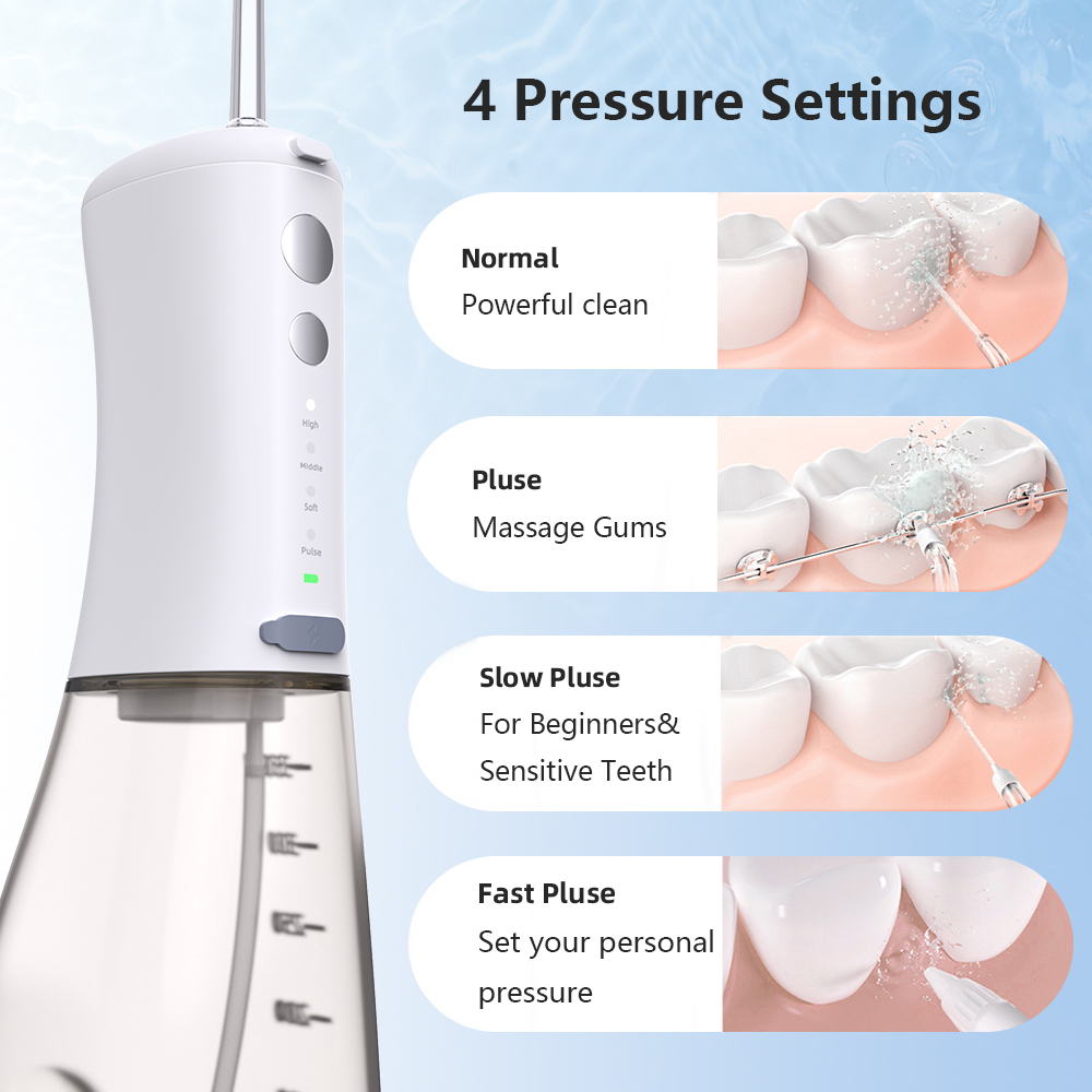 Cordless Dental Water Flosser Portable 4 Jet Tips Waterproof ...