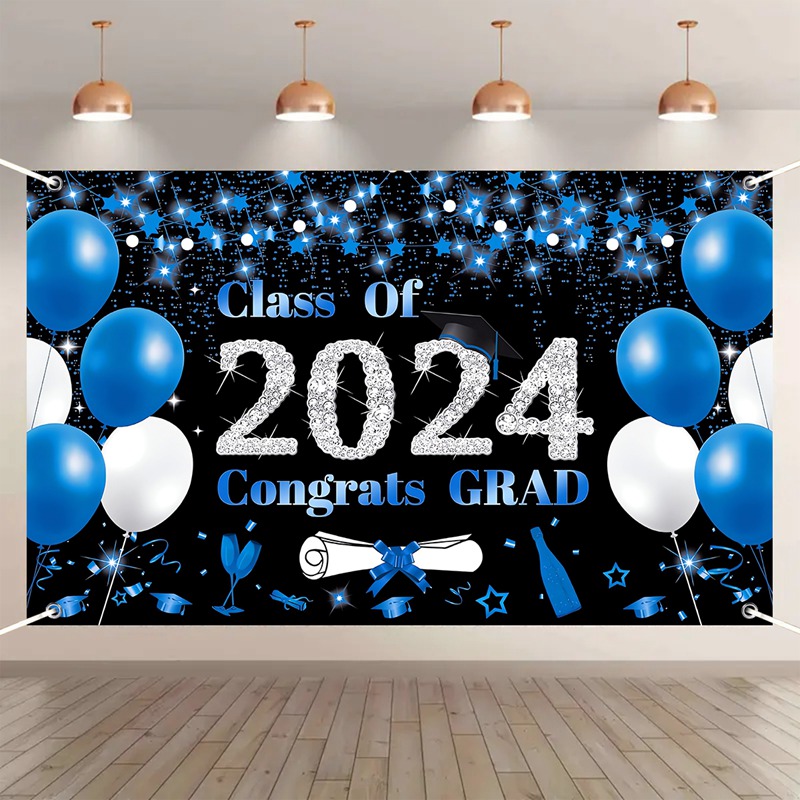 【4 Colour】150*100cm Vinyl Grad 2024 Backdrop Congrats Grad Banner ...