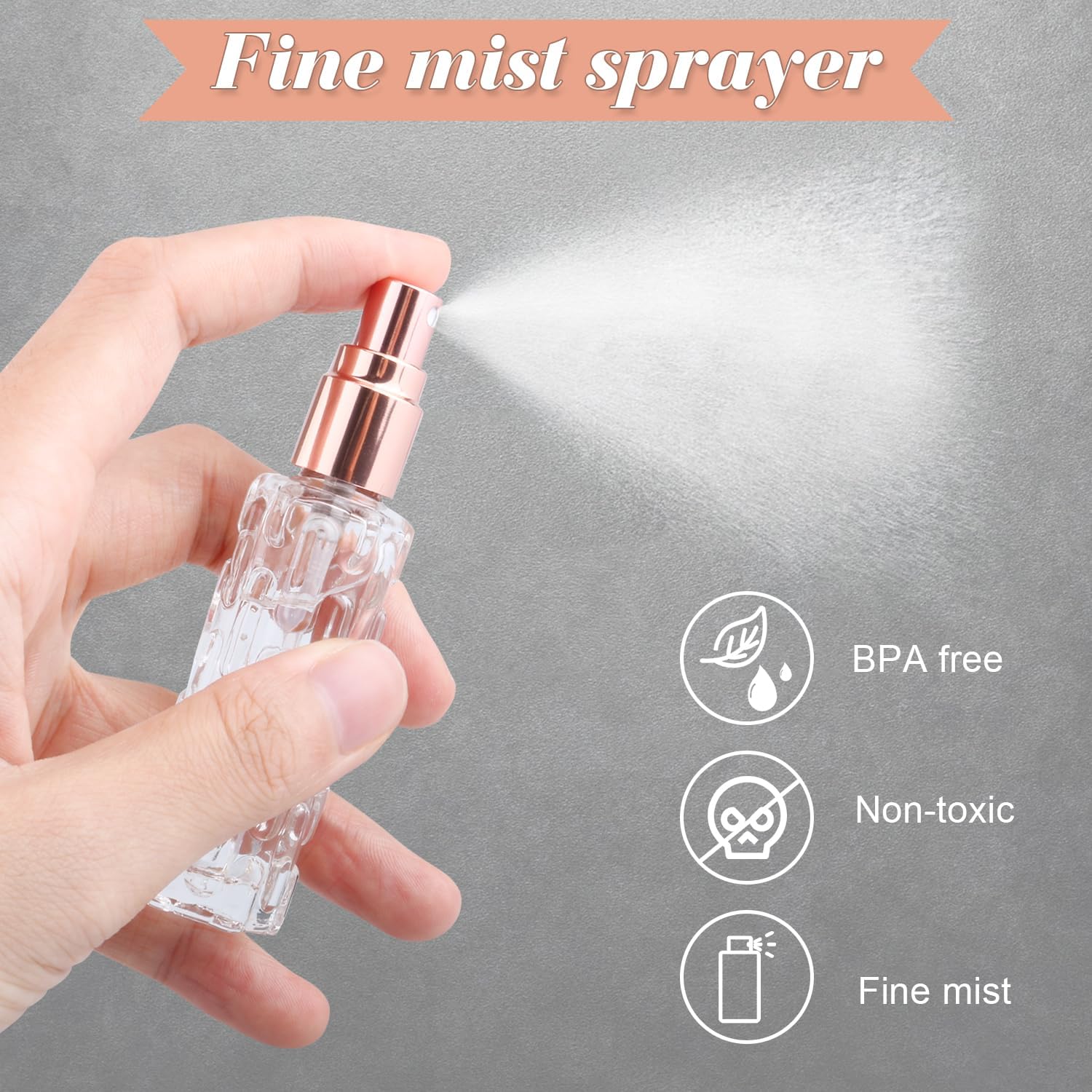 6PCS 10ml/0.3oz Clear Glass Perfume Atomizer Refillable Fine Mist Spray ...