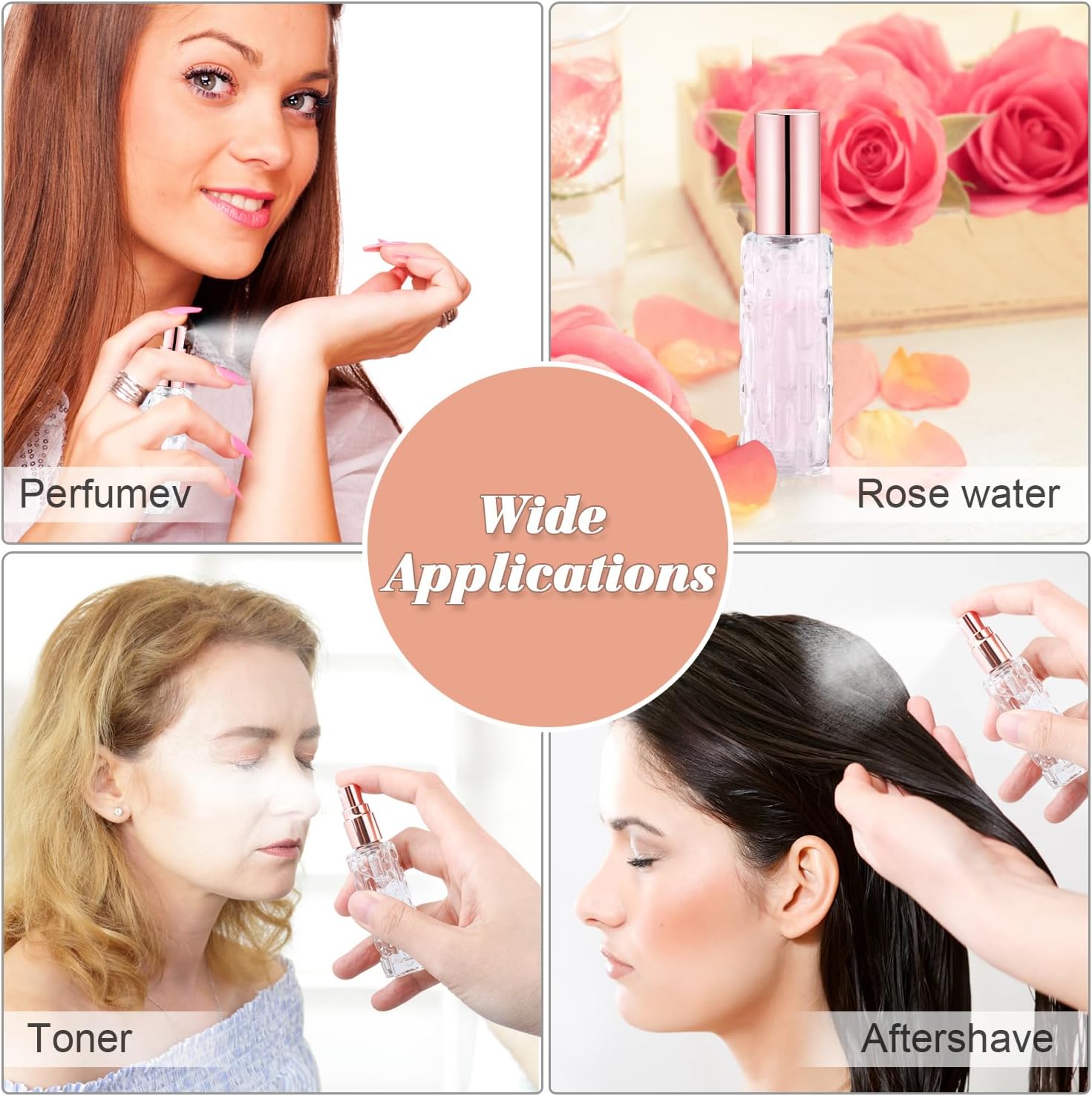 6PCS 10ml/0.3oz Clear Glass Perfume Atomizer Refillable Fine Mist Spray ...