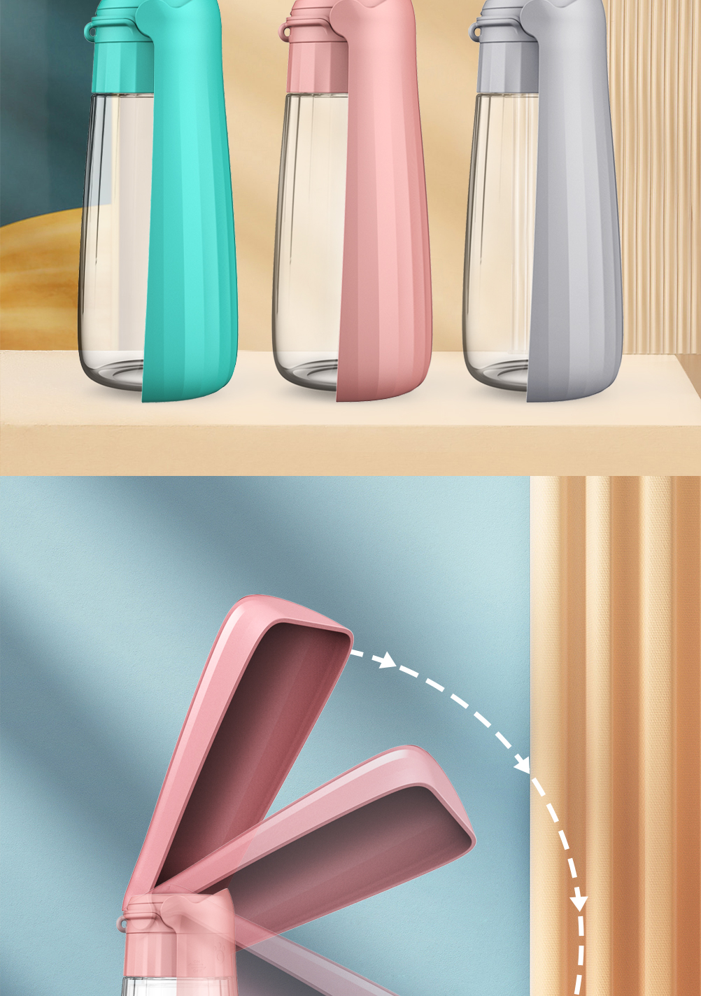 550ml Foldable Dog Water Bottle Portable Pet Drinking Dispenser Bowl For Small Large Dogs Cat ...