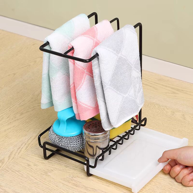 Kitchen Rag Organizer and Drying Rack Sponge Holder Dish Drainer ...