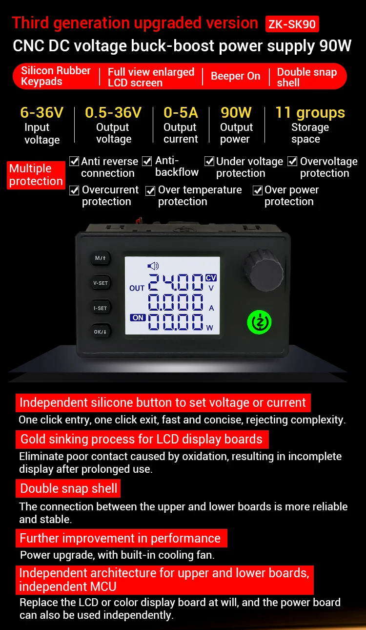SK90 CNC adjustable DC voltage regulator DIY constant voltage and ...