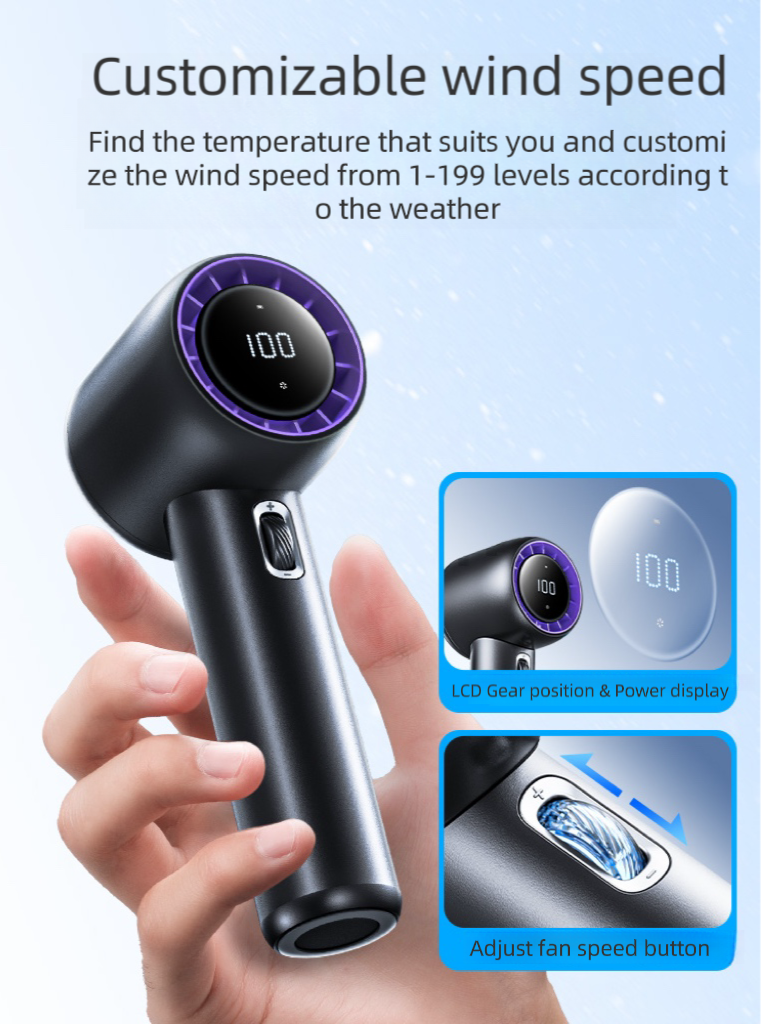 199 Wind Speeds High-speed Portable Handheld Turbofan Adjustable Mini ...
