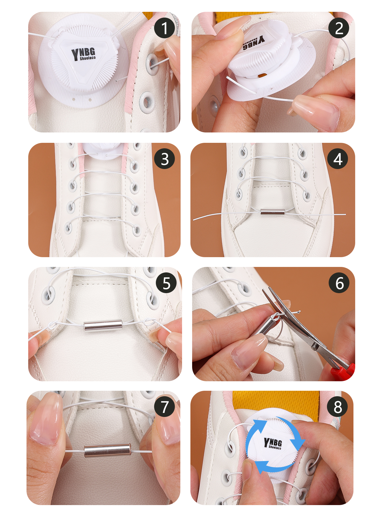 1 pair New Easy to Wear Rotating Shoe Buckle Sports Lazy Shoes Lace No ...