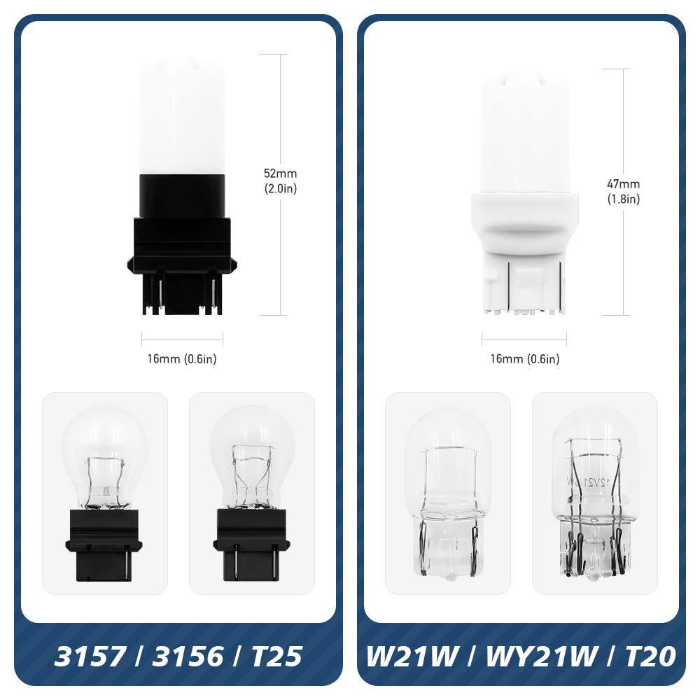 VEHICODE 1 Piece 12V LED Bulb P21W 1156 PY21W BAU15S 1157 P21/5W BAY15D ...