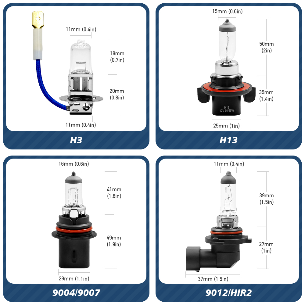 VEHICODE 1pc H1 H3 H4 H7 H11 HB3 9005 HB4 9006 HIR2 9012 Bulb Halogen ...