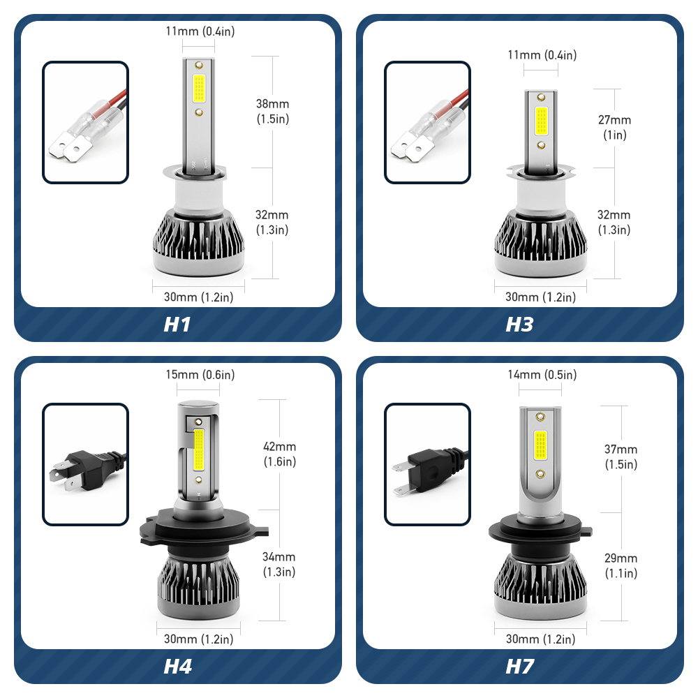 VEHICODE 1 piece H1 H4 H7 H11 9005 HB3 9006 HB4 LED Headlight Bulb H3 ...