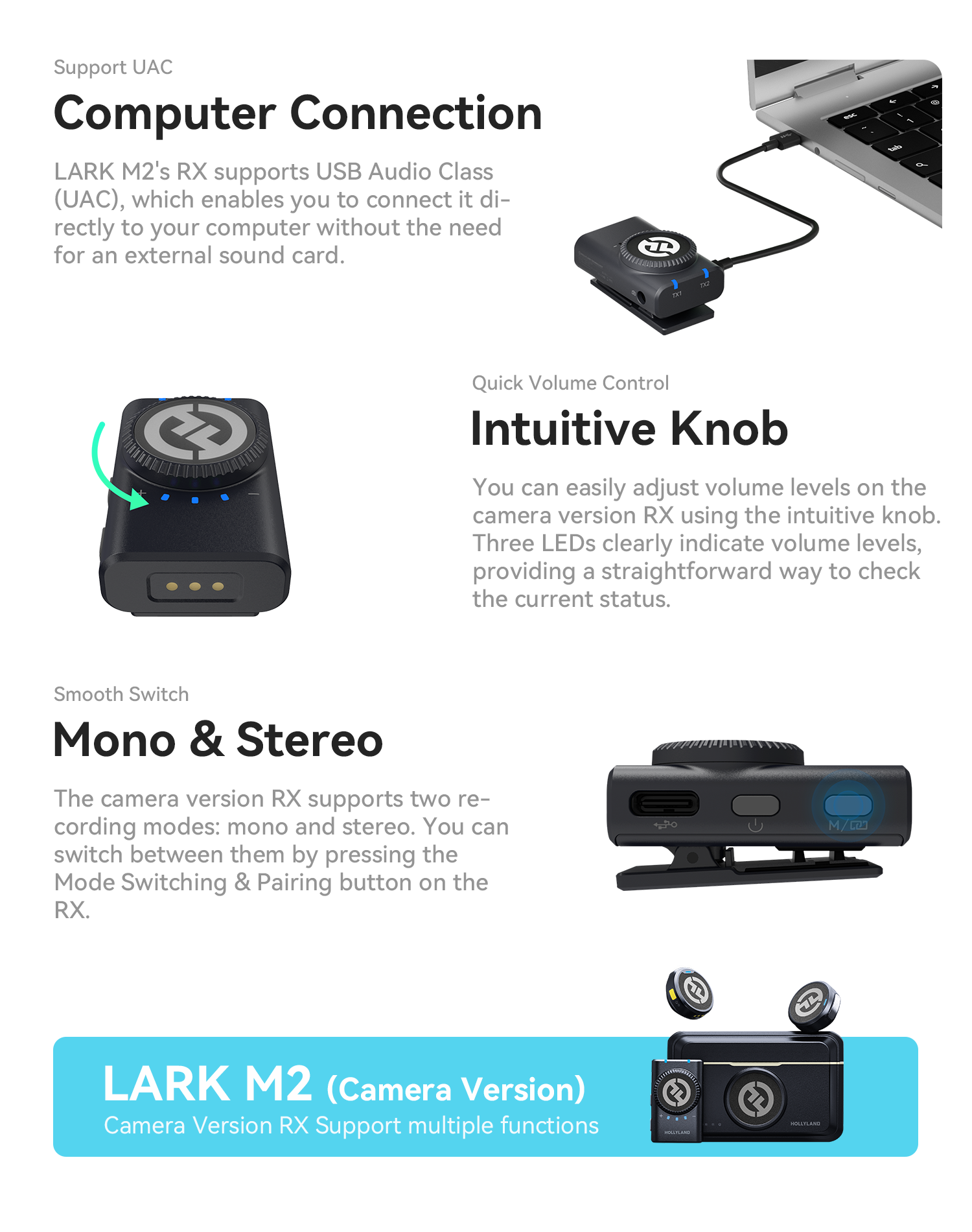 Hollyland LARK M2 Wireless Lavalier Microphone Combo Version 24Bit ...