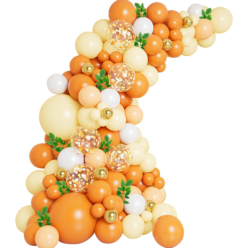 124pcs Bright Orange Balloons Arch Kit Orange Balloons With Confetti ...
