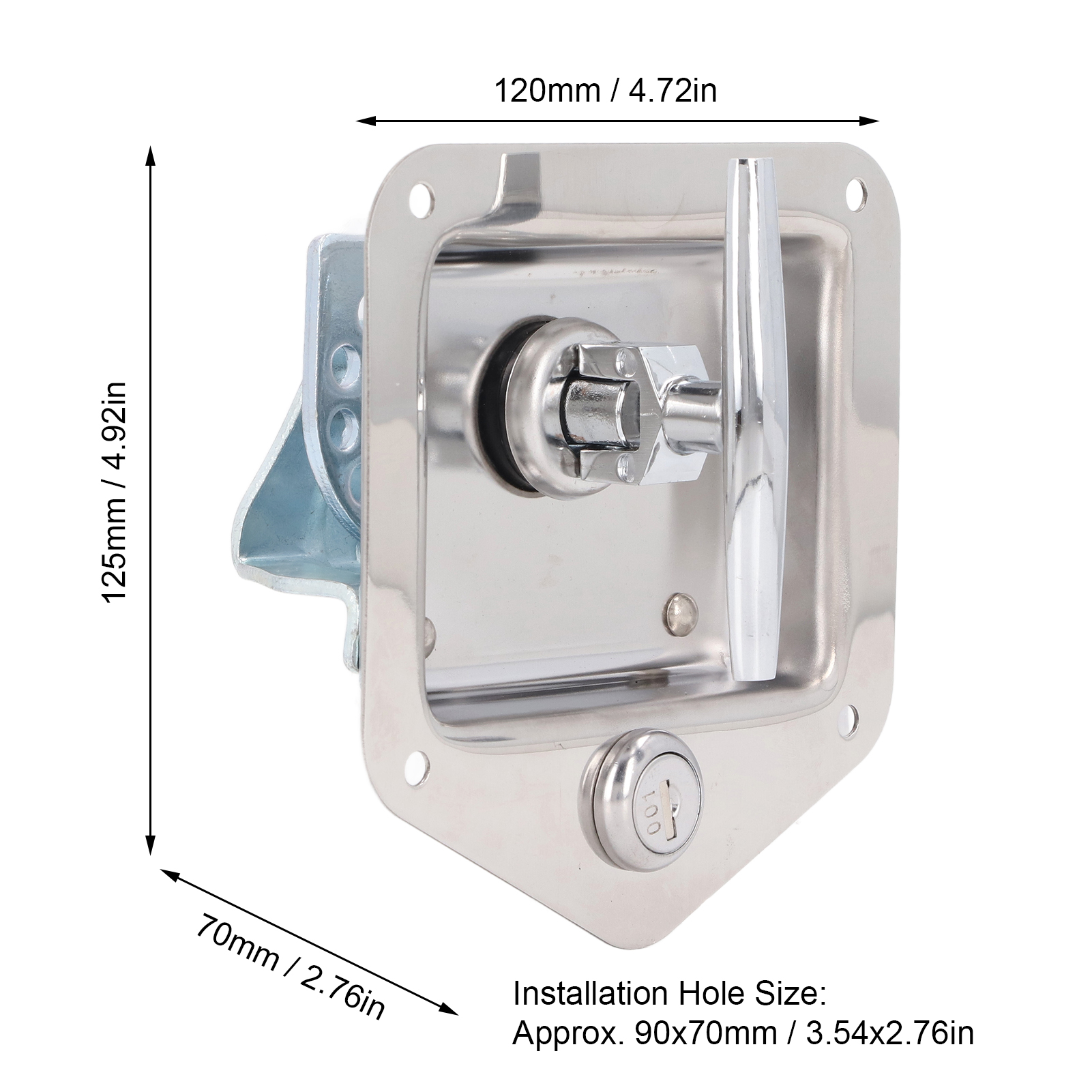 Soxii T Handle Toolbox Stainless Steel Polished Door Tool Box Lock with ...