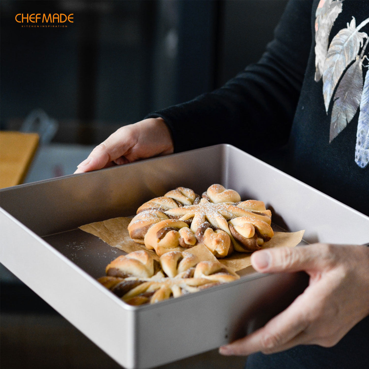 CHEFMADE Roasting Pan with Rack, 11-Inch Non-Stick Square Deep Dish ...