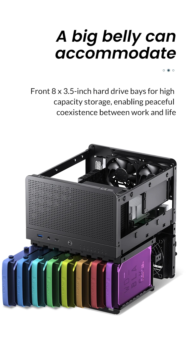 JONSBO N3 NAS Mini Case All-In-One Aluminum ITX Chassis 8 Hard Disk ...