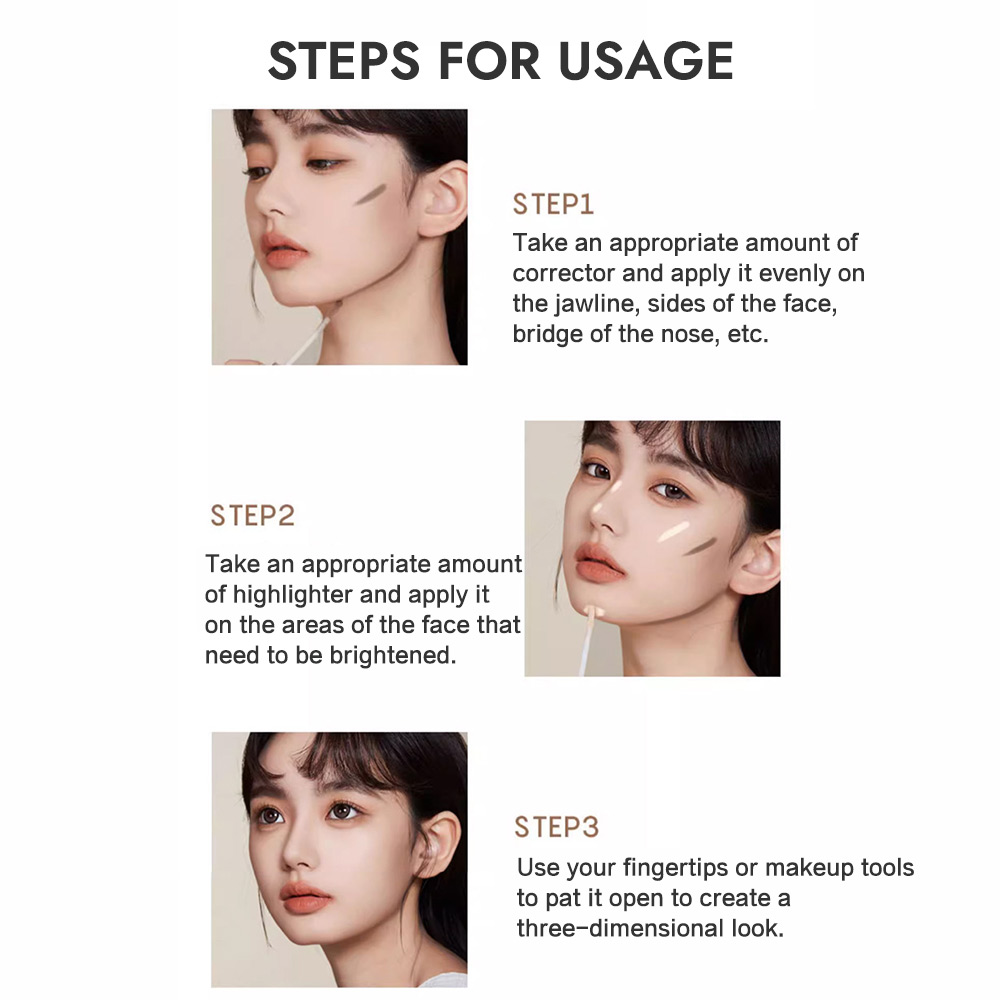 3D Contouring Concealer and Highlighter Face Makeup, Highlighting ...