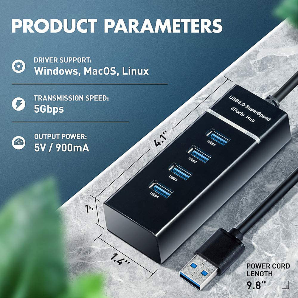 4 Port Hub LED USB Splitter Splitter USB3.0 Adapter Powered Charger OTG ...
