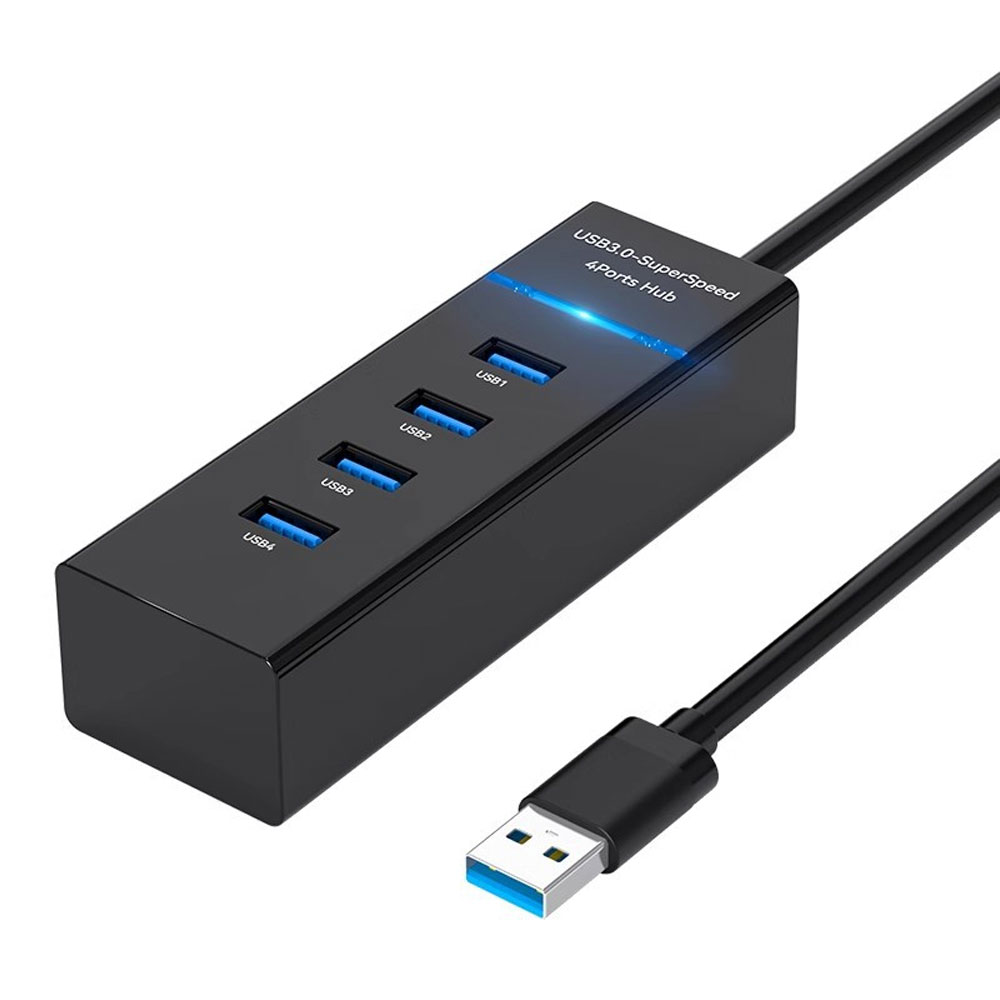 4 Port Hub LED USB Splitter Splitter USB3.0 Adapter Powered Charger OTG ...