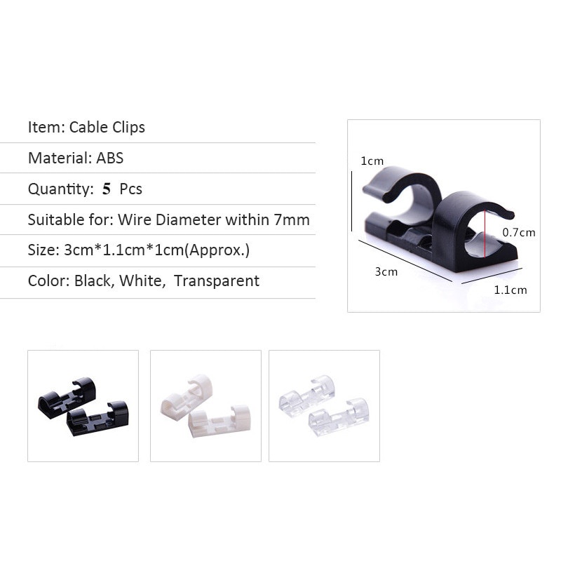 20Pcs Cable Organizer Clips Cable Management Desktop & Workstation Wire ...