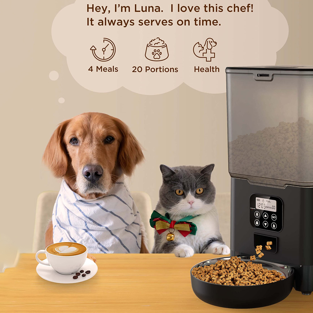 Automatic cat feeder plus automatic cat waterer combination, new 6L pet ...