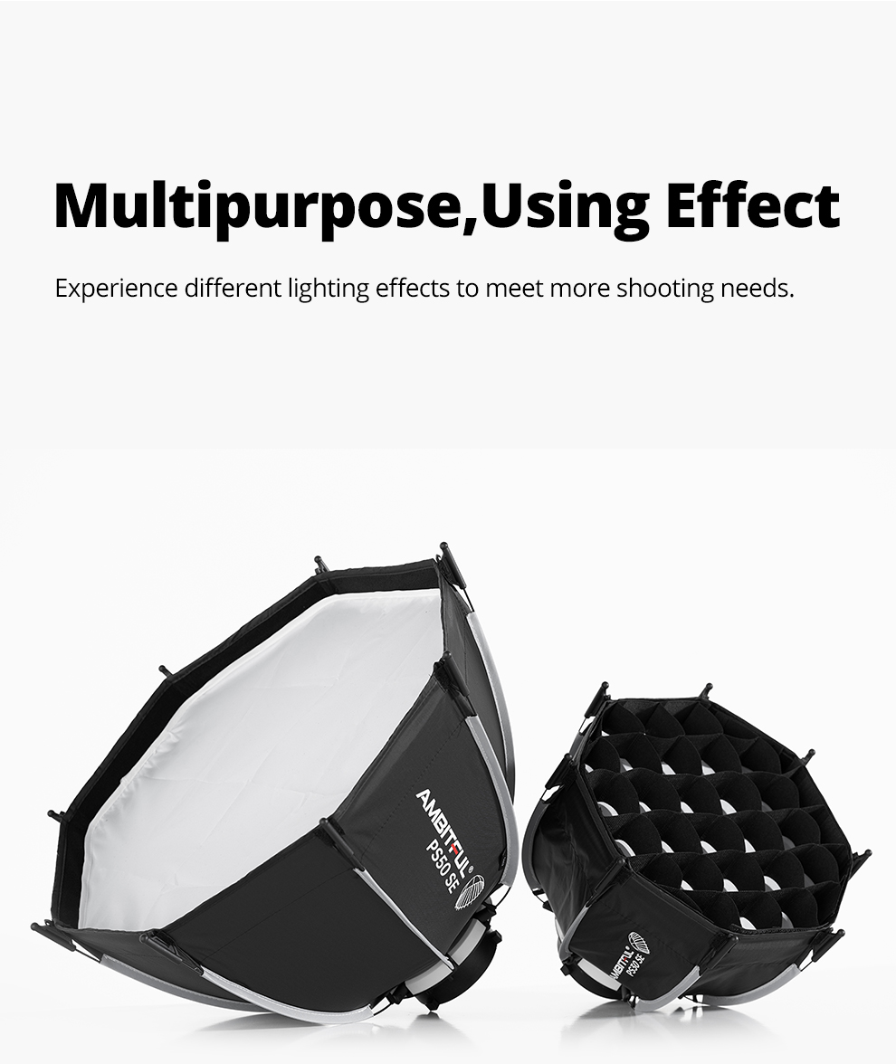 AMBITFUL 30cm PS30 SE 50cm PS50 SE Mini Quickly Release Bowens Mount Octagon Softbox + Honeycomb ...