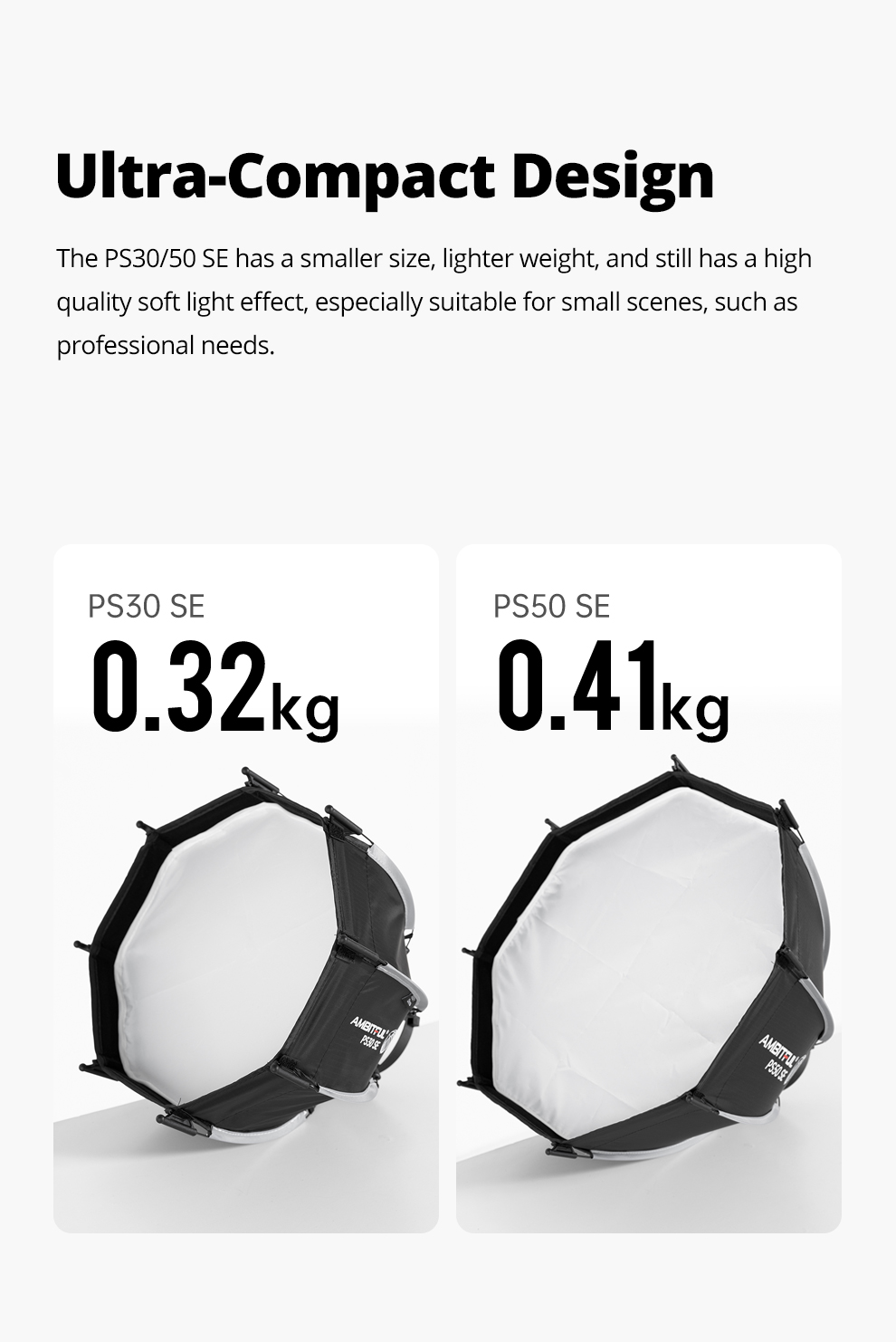 AMBITFUL 30cm PS30 SE 50cm PS50 SE Mini Quickly Release Bowens Mount Octagon Softbox + Honeycomb ...