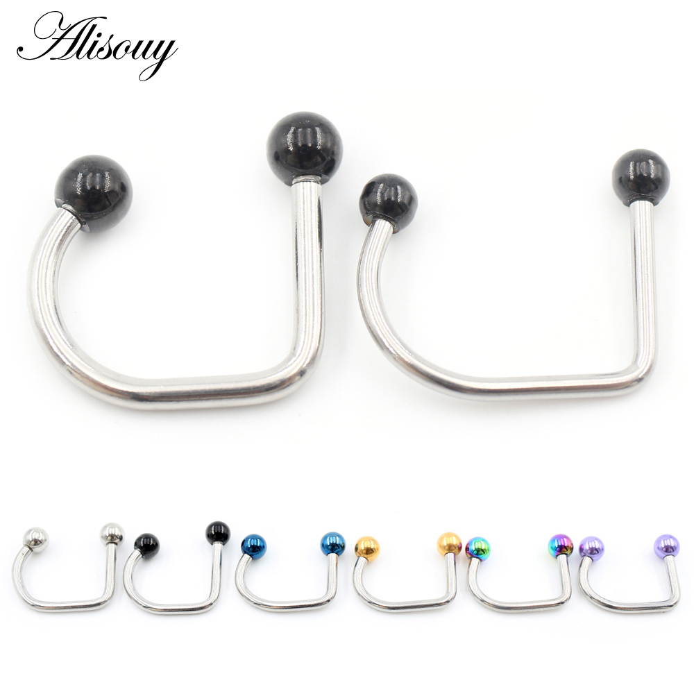 Alisouy 1 Piece U-Shaped Stainess Steel Horseshoe Lip Labret Nipple ...