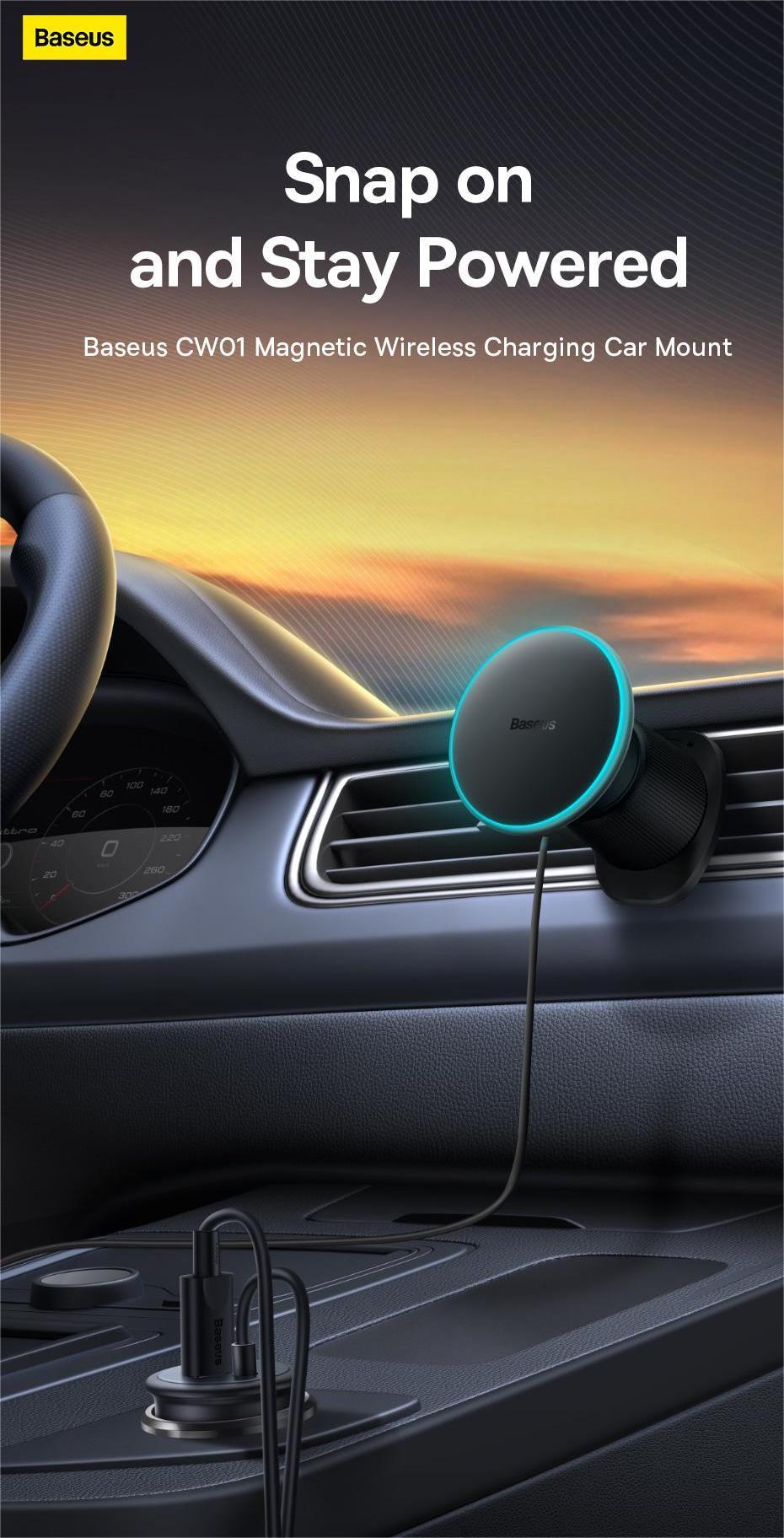 Baseus CW01 40W Magnetic Wireless Charging USB Type-C Charging Car Air ...