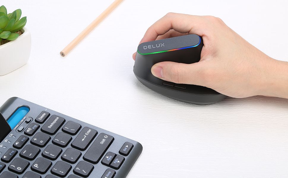 DELUX M618C Ergonomic Vertical Wireless Mouse 6 Buttons 1600 DPI ...