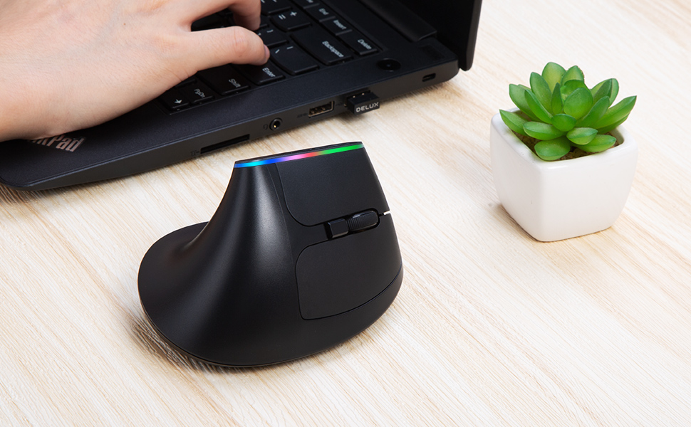 DELUX M618C Ergonomic Vertical Mouse Wireless 2.4GHz 6 Buttons Gaming ...