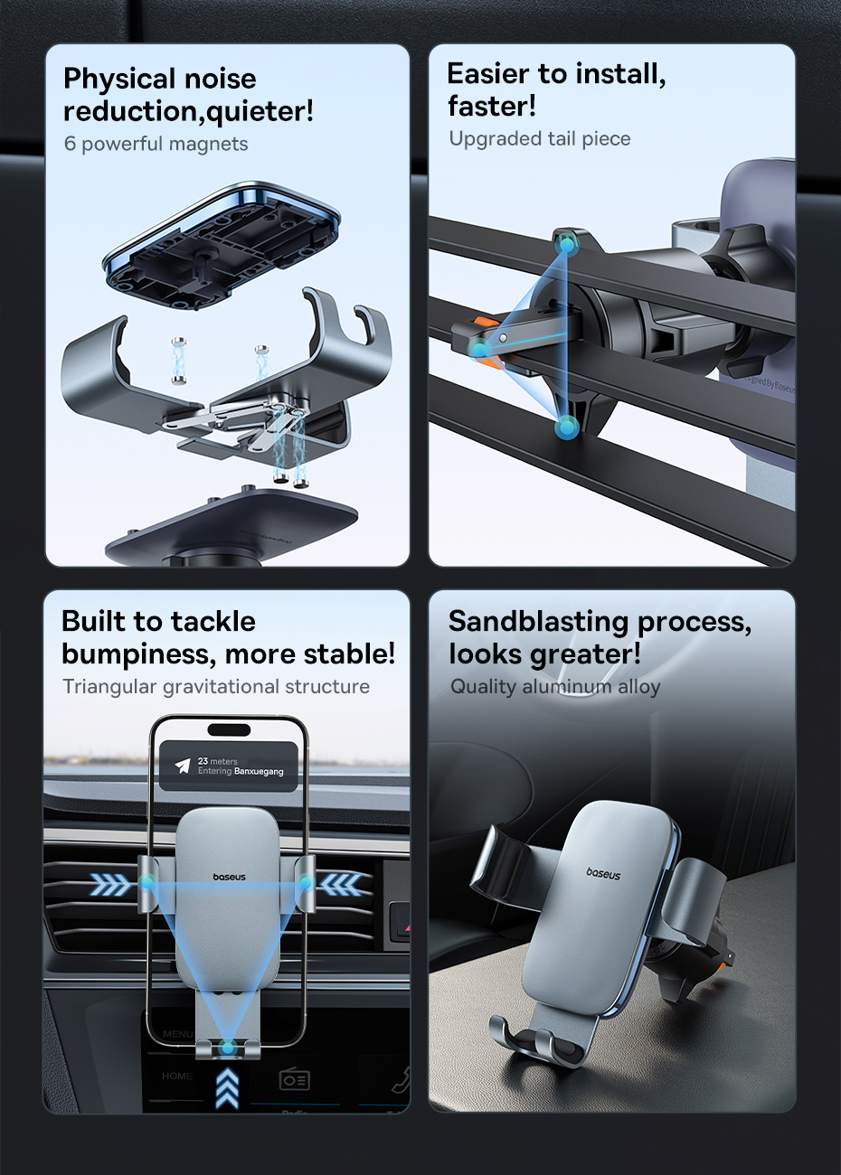 Baseus Metal Age3 Gravity Car Mount Air Vent Version Quieter Stable ...