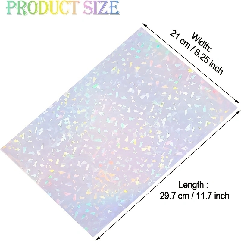 20 Sheets Holographic Sticker Paper Clear A4 Vinyl Sticker Paper Self ...