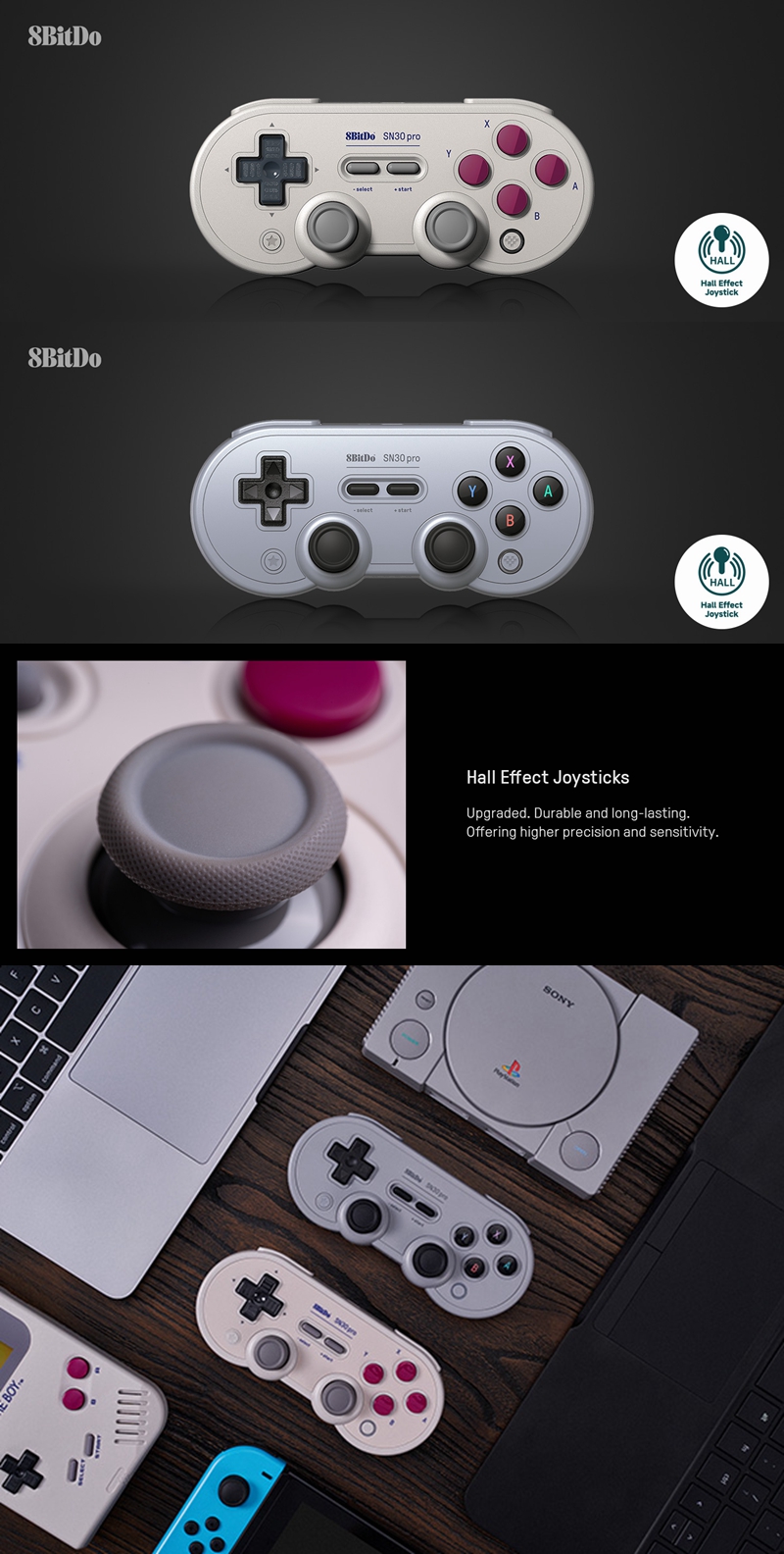 8BitDo SN30 Pro Bluetooth Gamepad Wireless Hall Effect Joysticks for ...