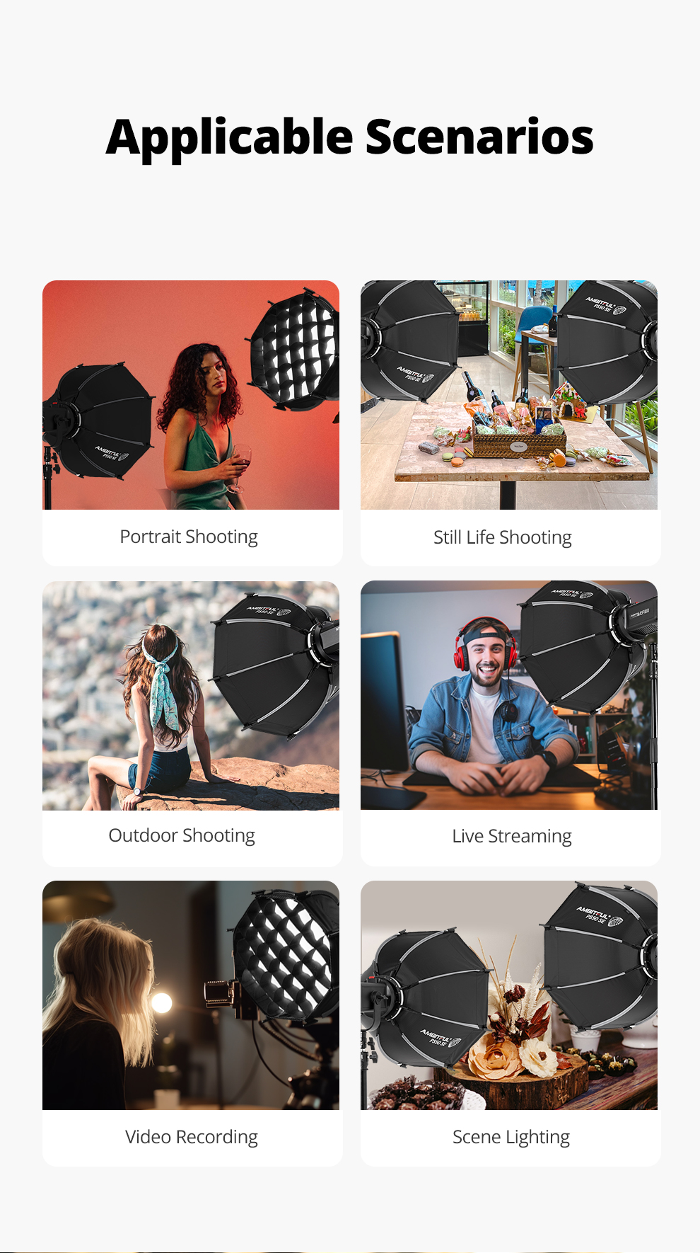 AMBITFUL 30cm PS30 SE 50cm PS50 SE Mini Quickly Release Bowens Mount Octagon Softbox + Honeycomb ...