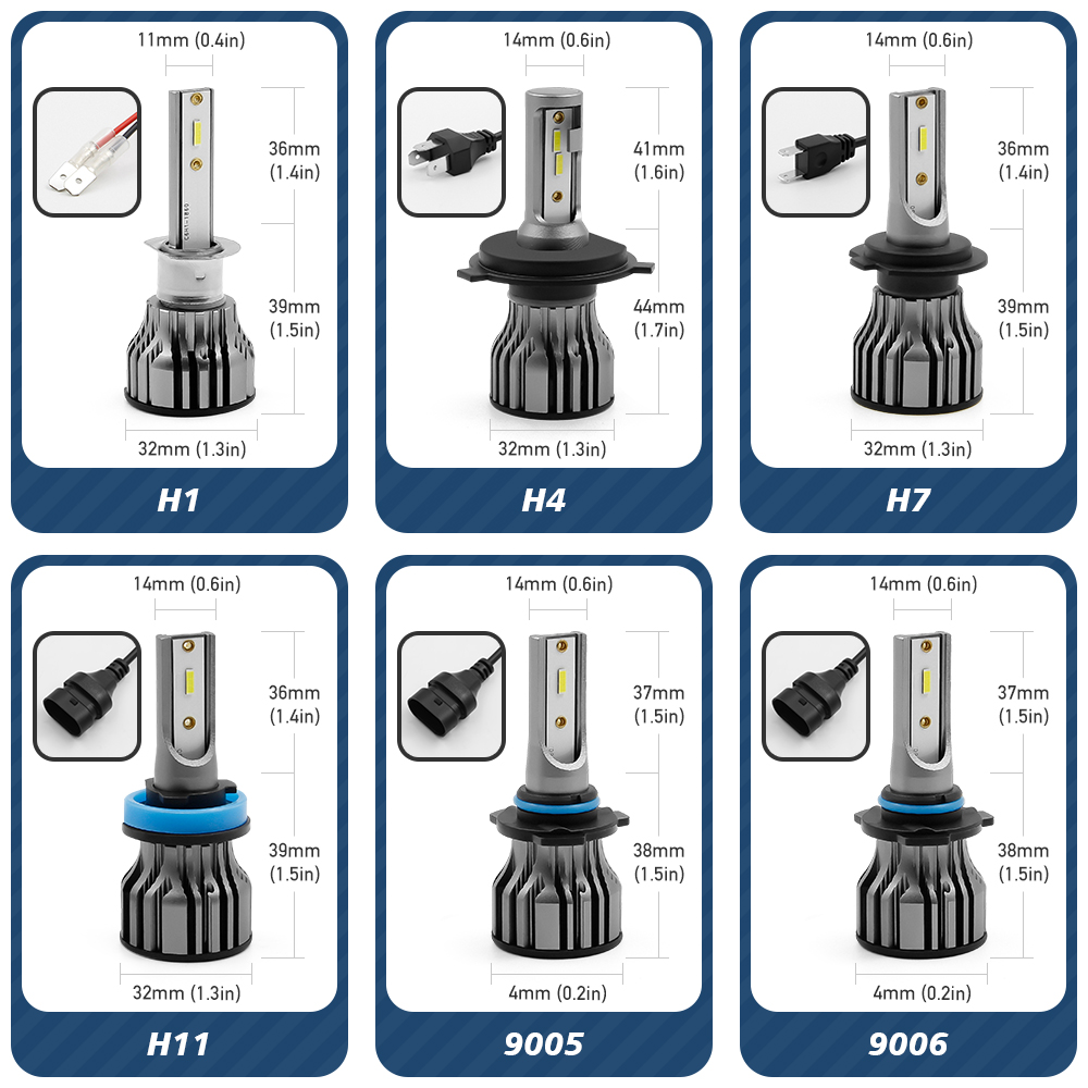 VEHICODE 1 piece H1 H4 H7 H11 HB3 9005 HB4 9006 HIR2 9012 LED Headlight Bulb Car Motorcycle ...
