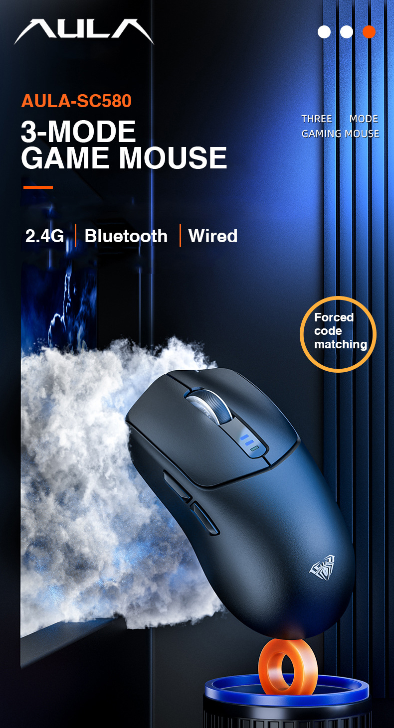 Aula Sc580 Wireless Mouse Tri-Mode Bluetooth/2.4g/Type-C Rechargeable ...