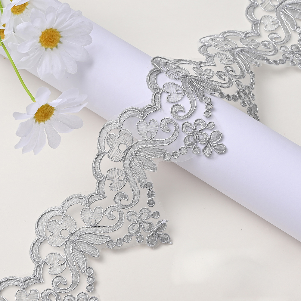 1Yard White Black Golden Embroidery Car Bone Lace Fabric For Wedding ...