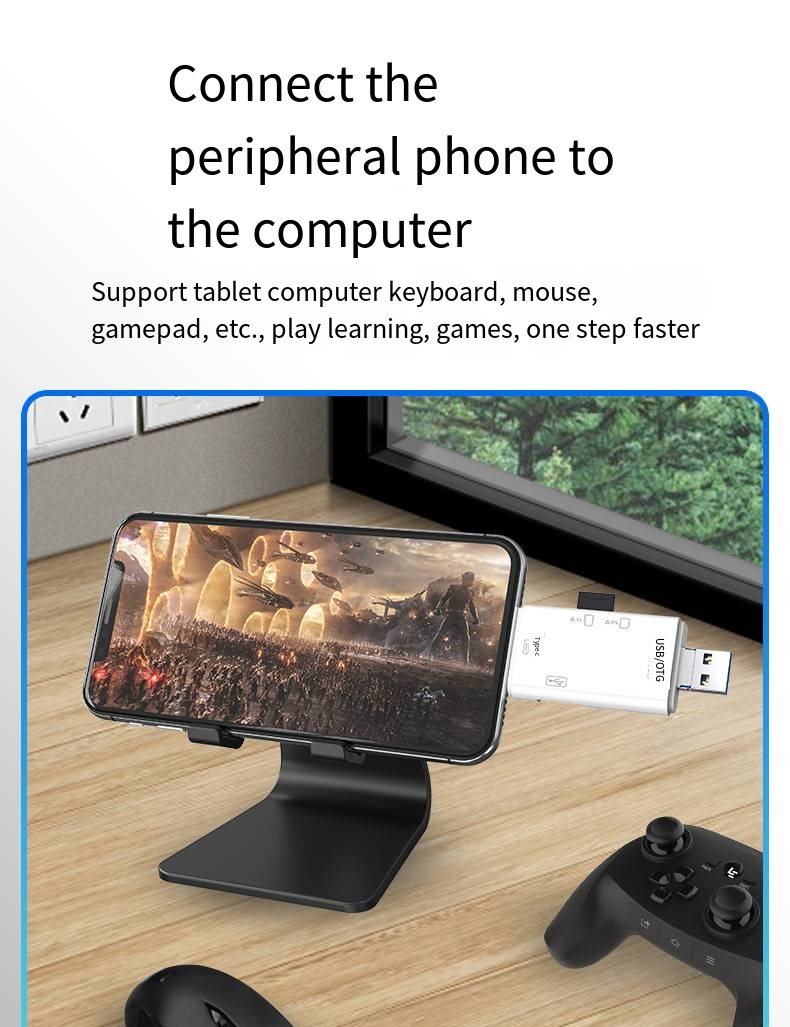 6 in 1 OTG Type C HUB TF SD Card Reader USB2.0 Flash Drive Adapter ...